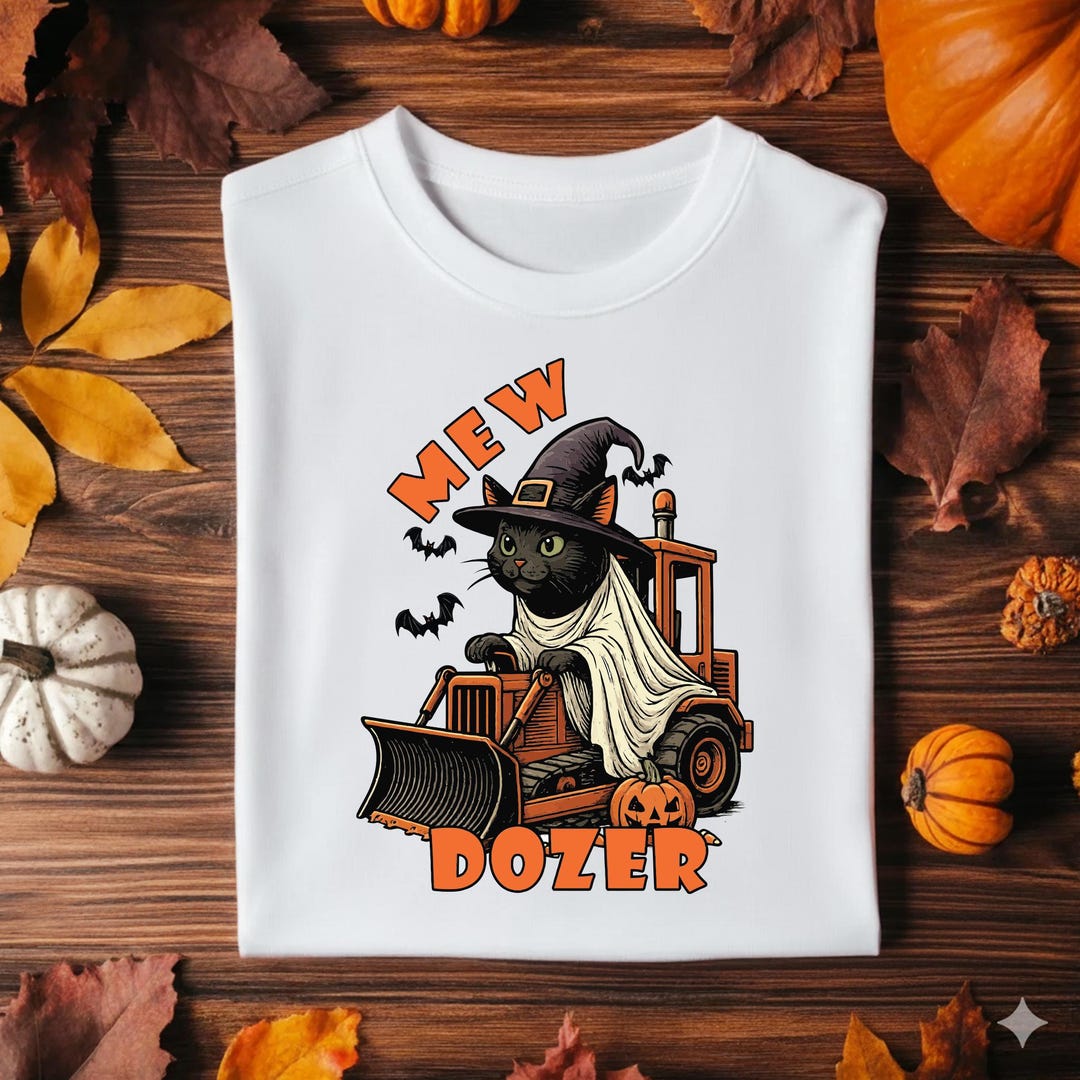 Halloween Cat Dozer PNG: Funny Kids Vintage Clipart (instant Download ...