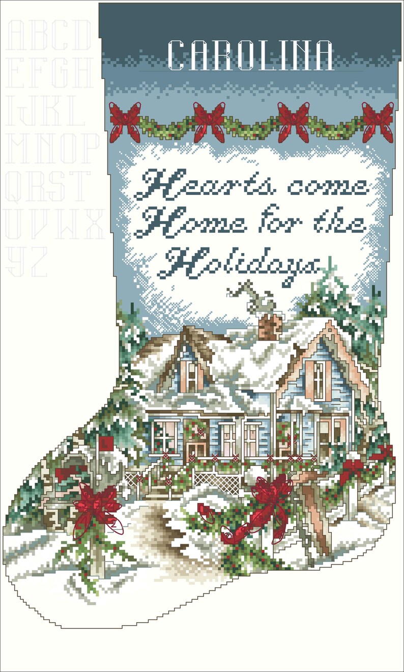 Counted Cross Stitch Pattern Holiday at Home Stocking PDF Digital File ...