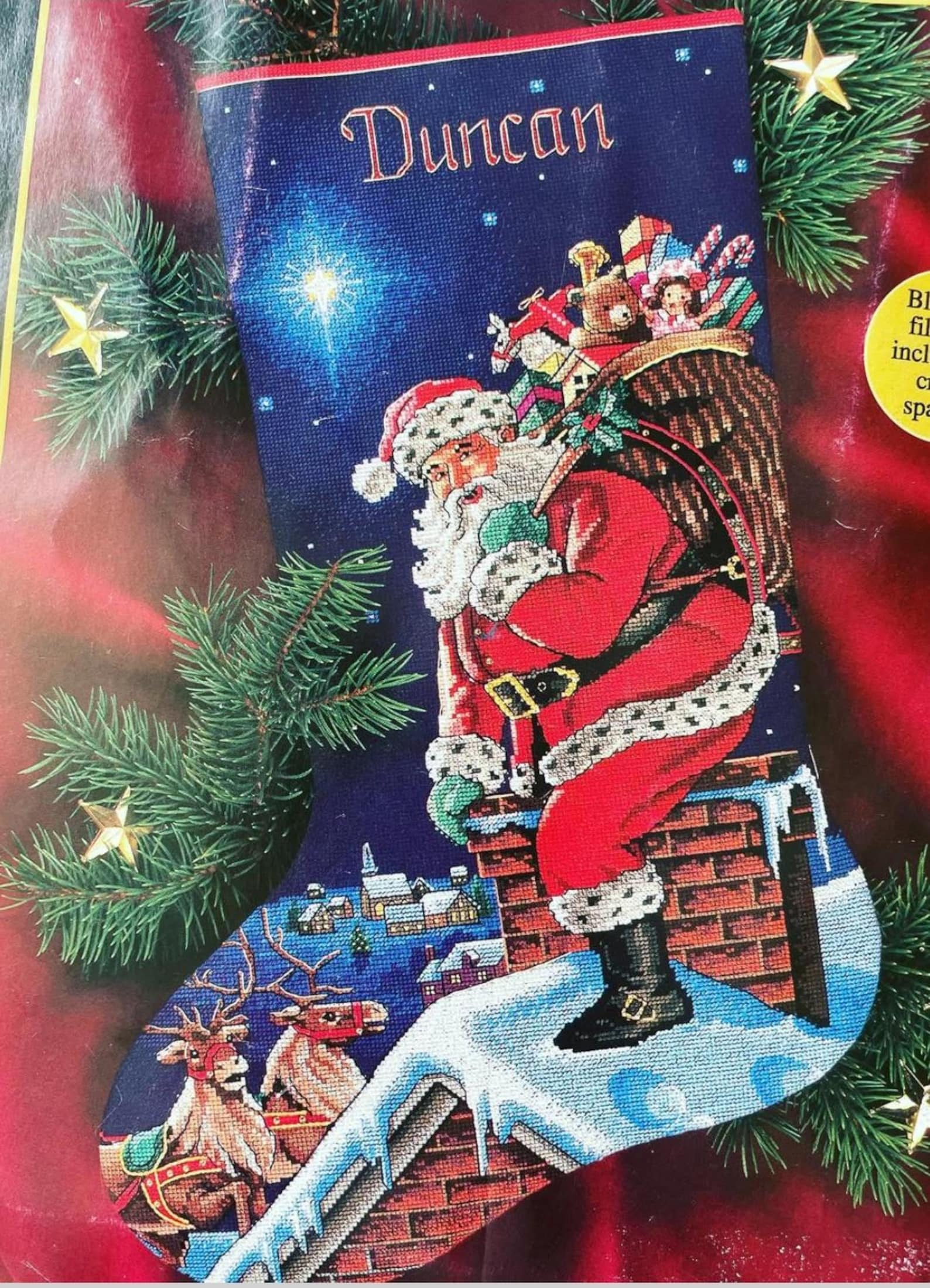 Cross Stitch Pattern Rooftop Santa Stocking PDF Digital File - Etsy