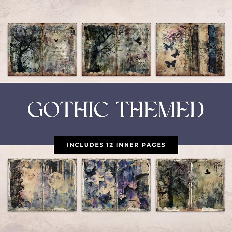 Gothic Themed Junk Journal Digital Papers Gothic Butterflies and Dark ...