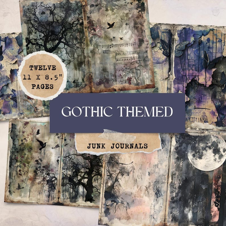 Gothic Themed Junk Journal Digital Papers Gothic Butterflies and Dark ...