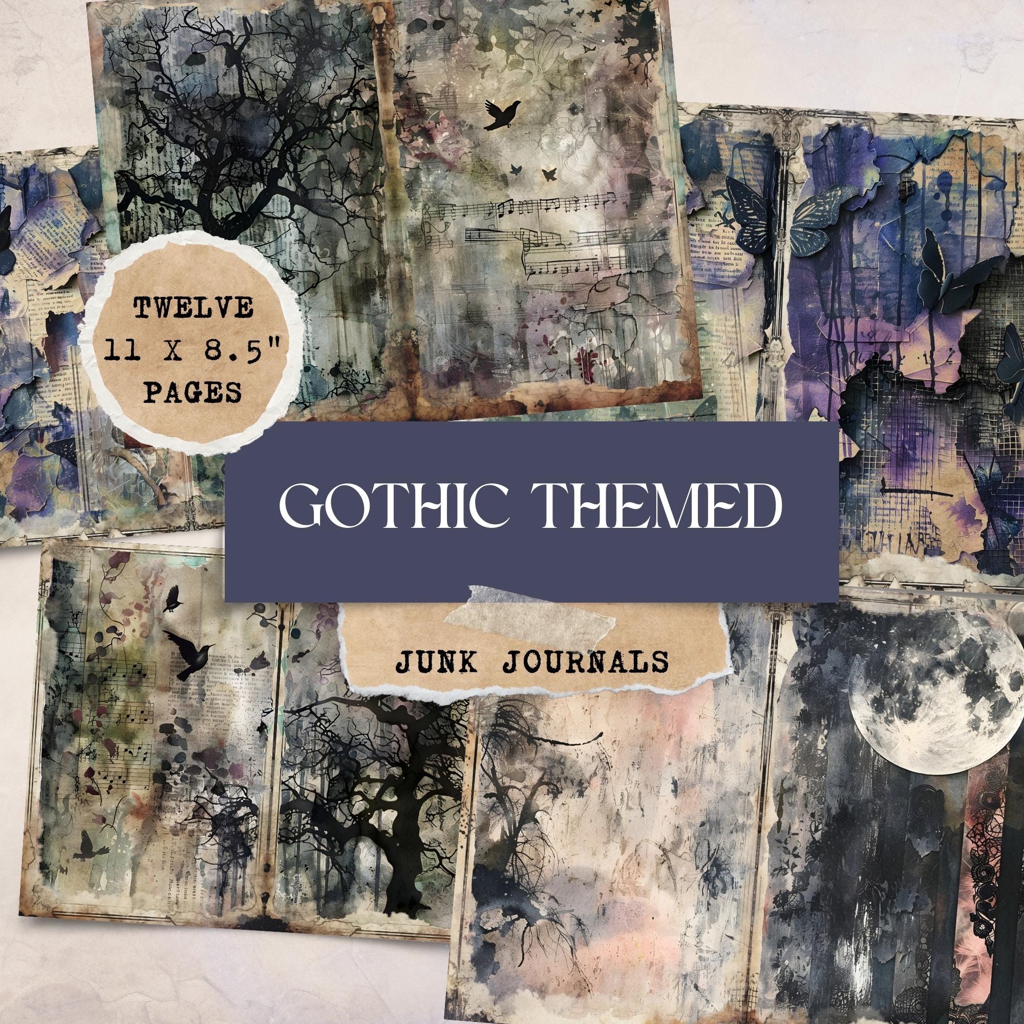 Gothic Themed Junk Journal Digital Papers Gothic Butterflies and Dark ...