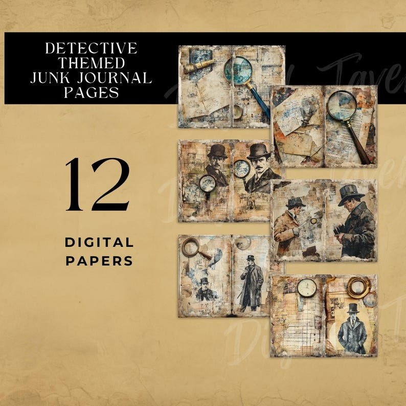 Detective Junk Journal Kit: Sherlock & Victorian Scenes (digital Papers ...