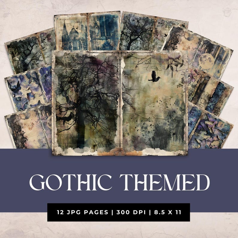 Gothic Themed Junk Journal Digital Papers Gothic Butterflies and Dark ...