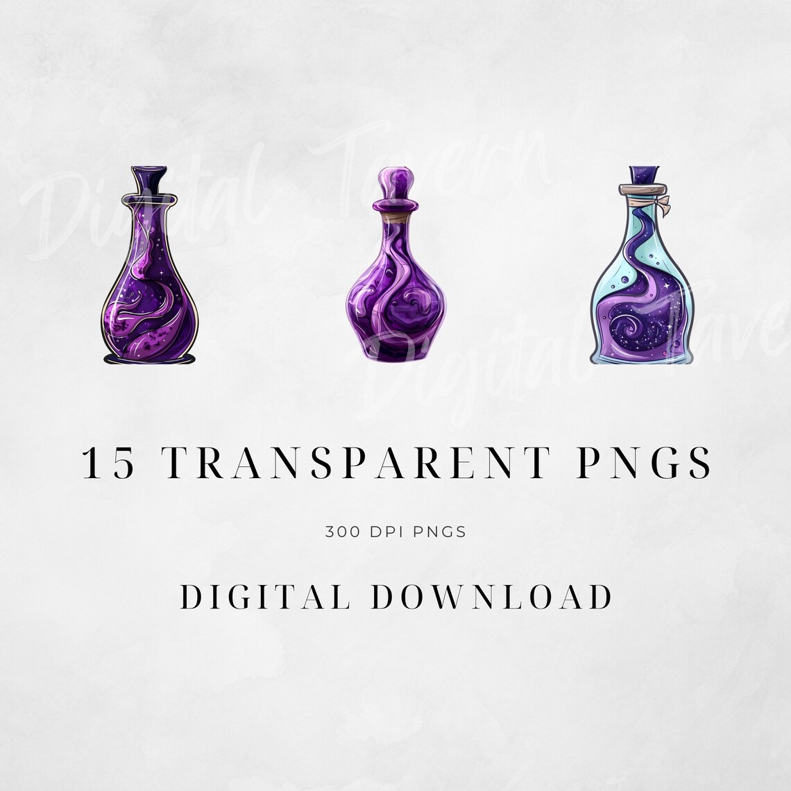 15 Purple Magic Potion Clipart PNG Transparent Digital Download Magical ...