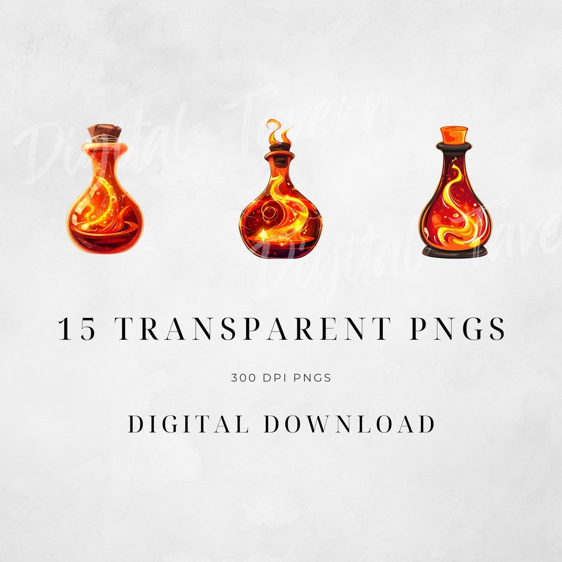 15 Fire Magic Potion Clipart PNG Transparent Digital Download Magical ...