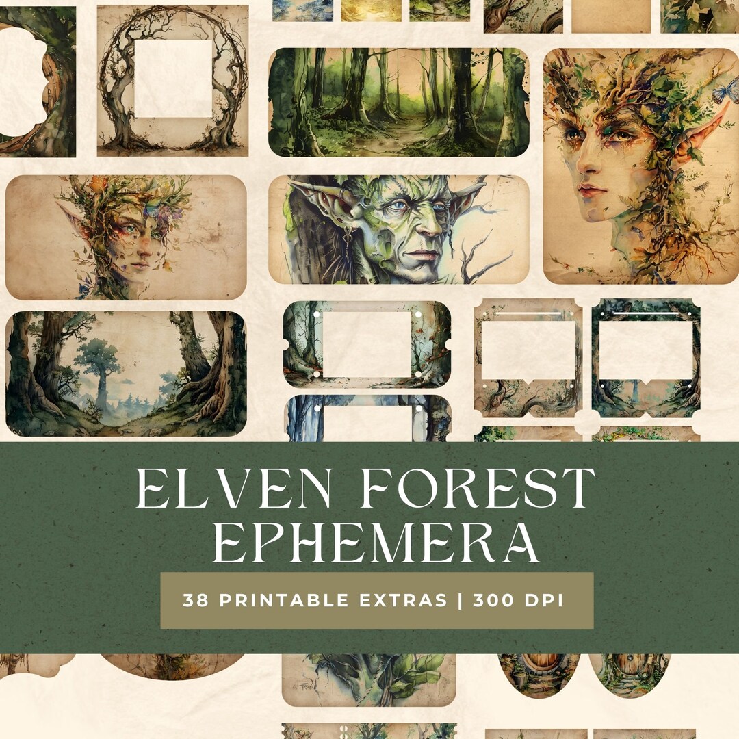 Elven Forest Ephemera Cards: 38 Fantasy Scrapbooking Extras (printable ...