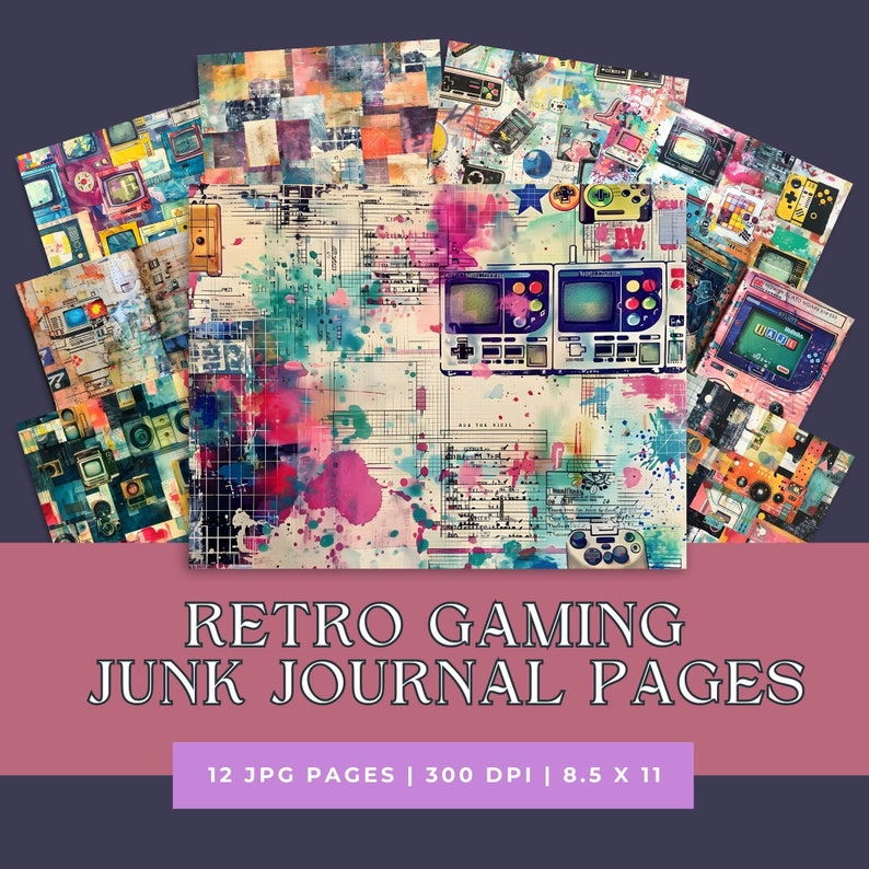 Retro Gaming Junk Journal Papers - Vintage Video Games Digital ...