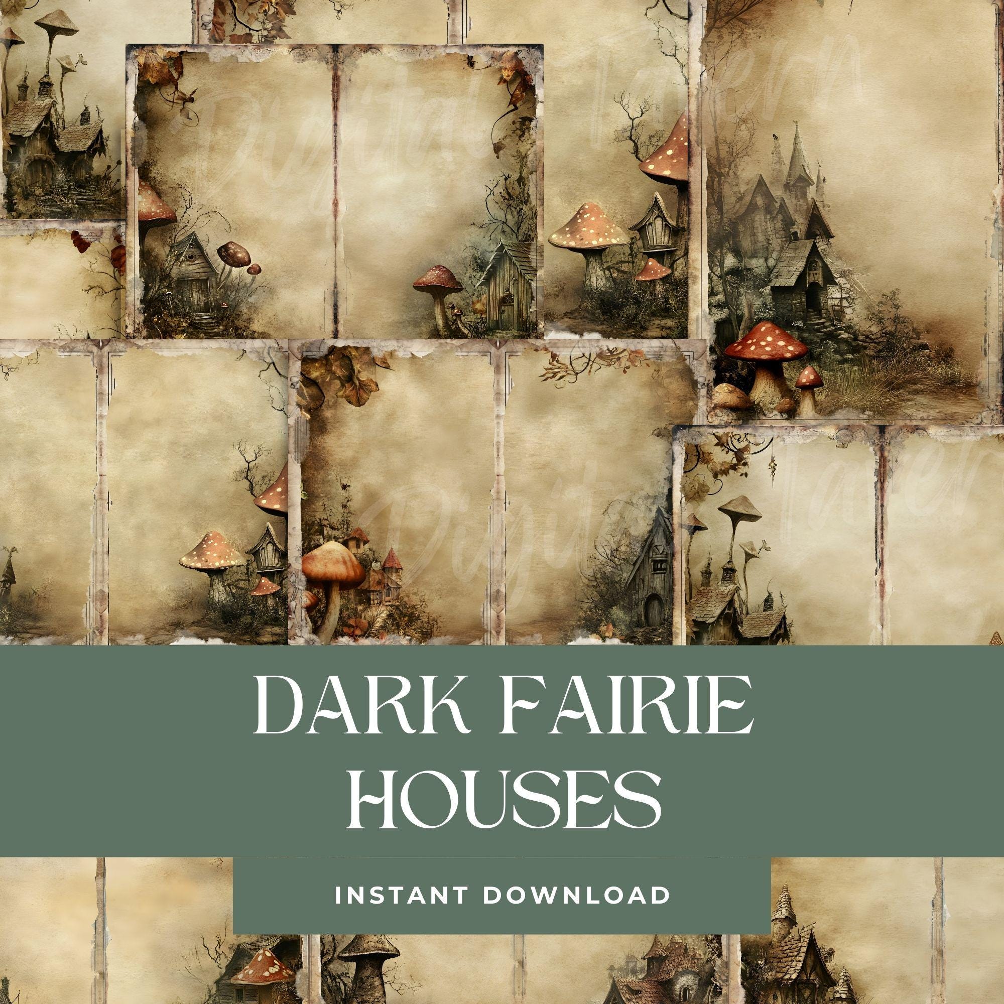 Dark Faerie Houses Junk Journal Kit, Digital Scrapbook Paper, Dark Fey ...