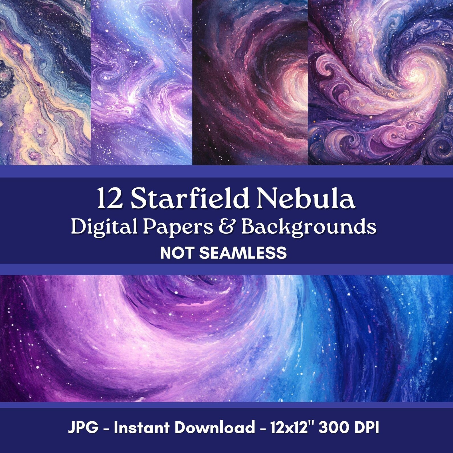 12 Watercolor Nebula Digital Papers: Starfield Backgrounds (commercial ...