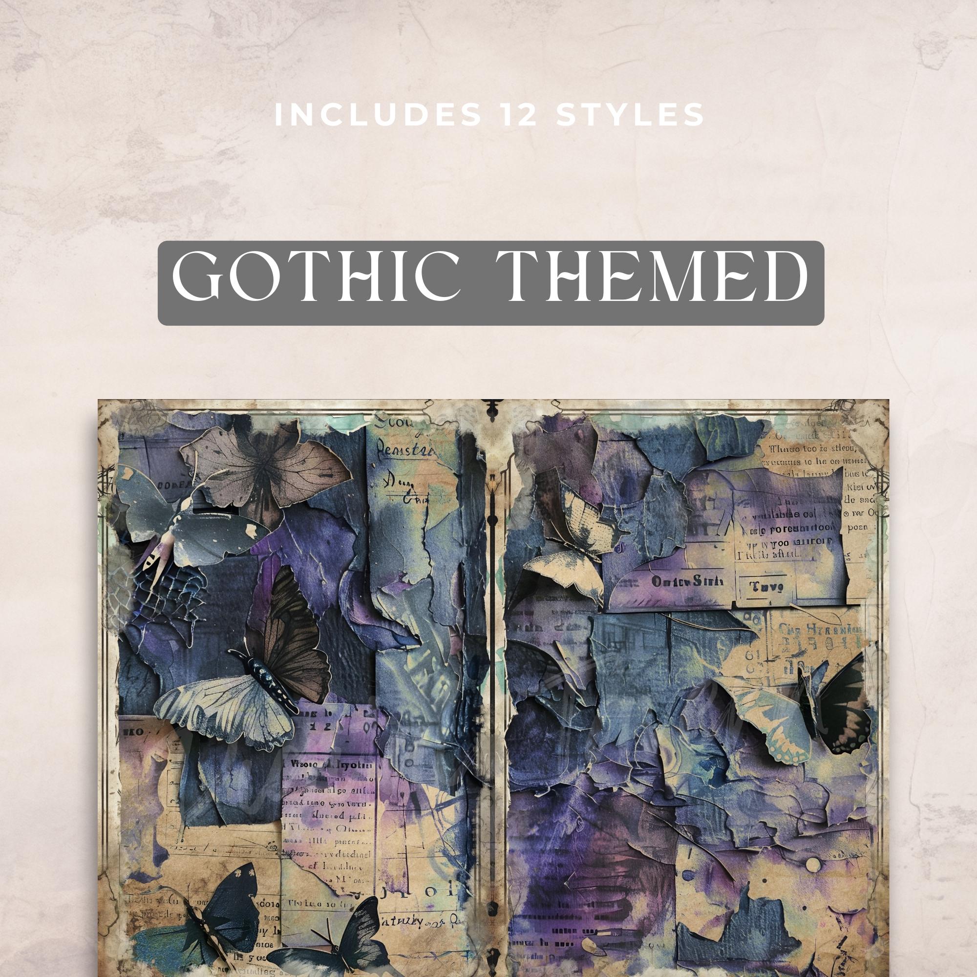 Gothic Themed Junk Journal Digital Papers Gothic Butterflies and Dark ...