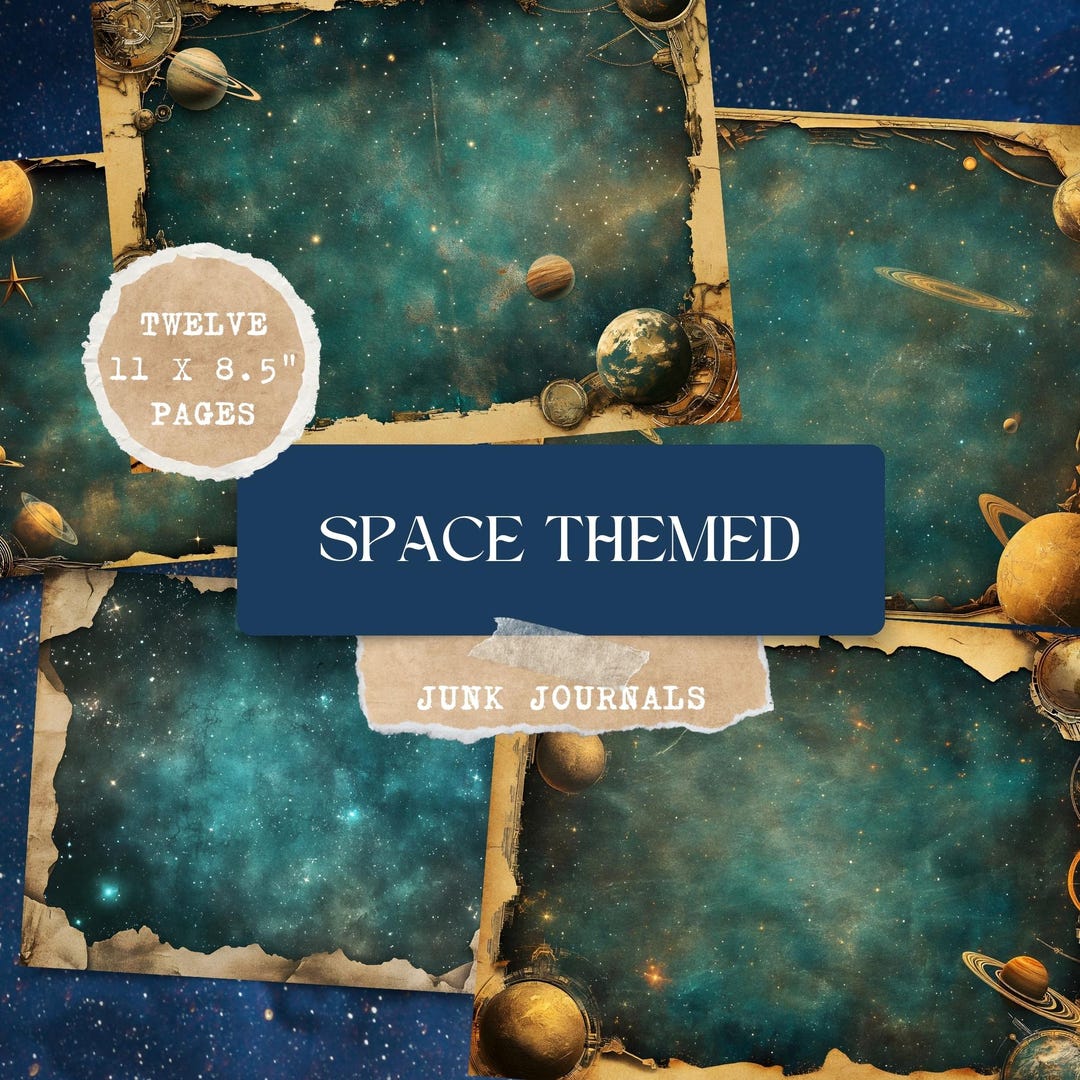 Space Theme and Planets Journal Kit Rustic Outer Space and Galaxy Theme ...