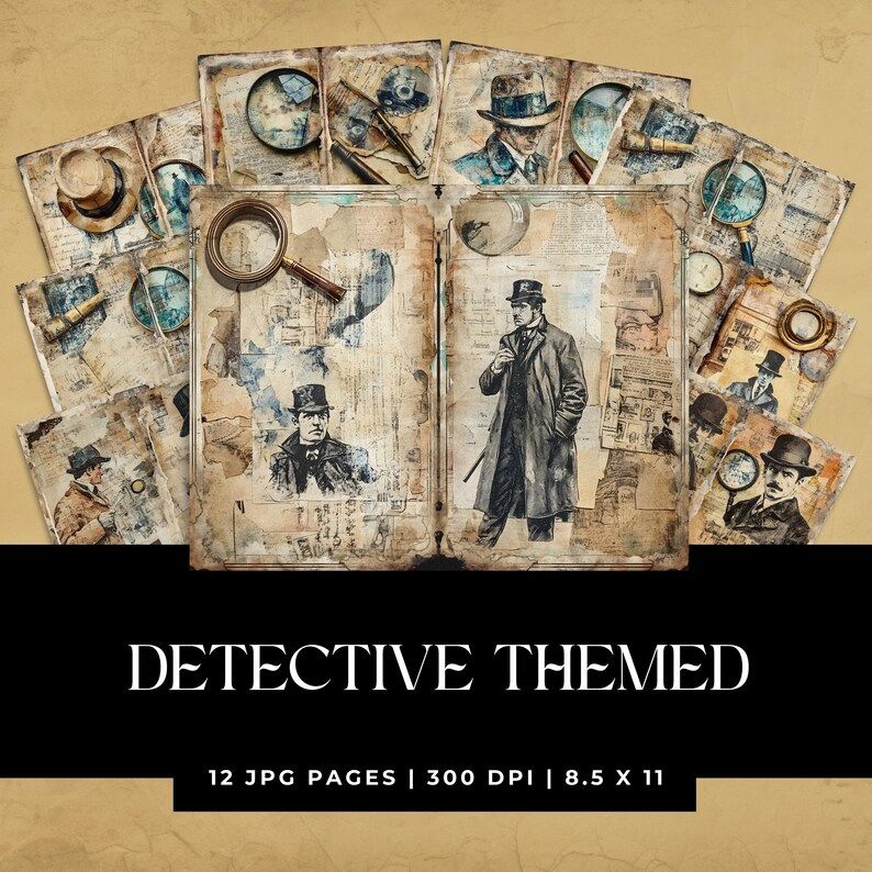 Detective Junk Journal Kit: Sherlock & Victorian Scenes (digital Papers ...