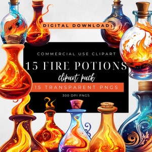 15 Fire Magic Potion Clipart PNG Transparent Digital Download Magical ...
