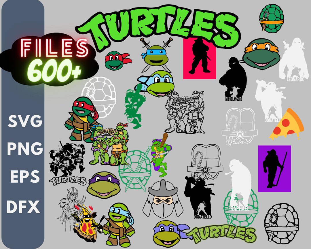 Ninja Turtles 600 Clip Arts Bundle Alphabet, Ninja Turtles Svg Cut ...