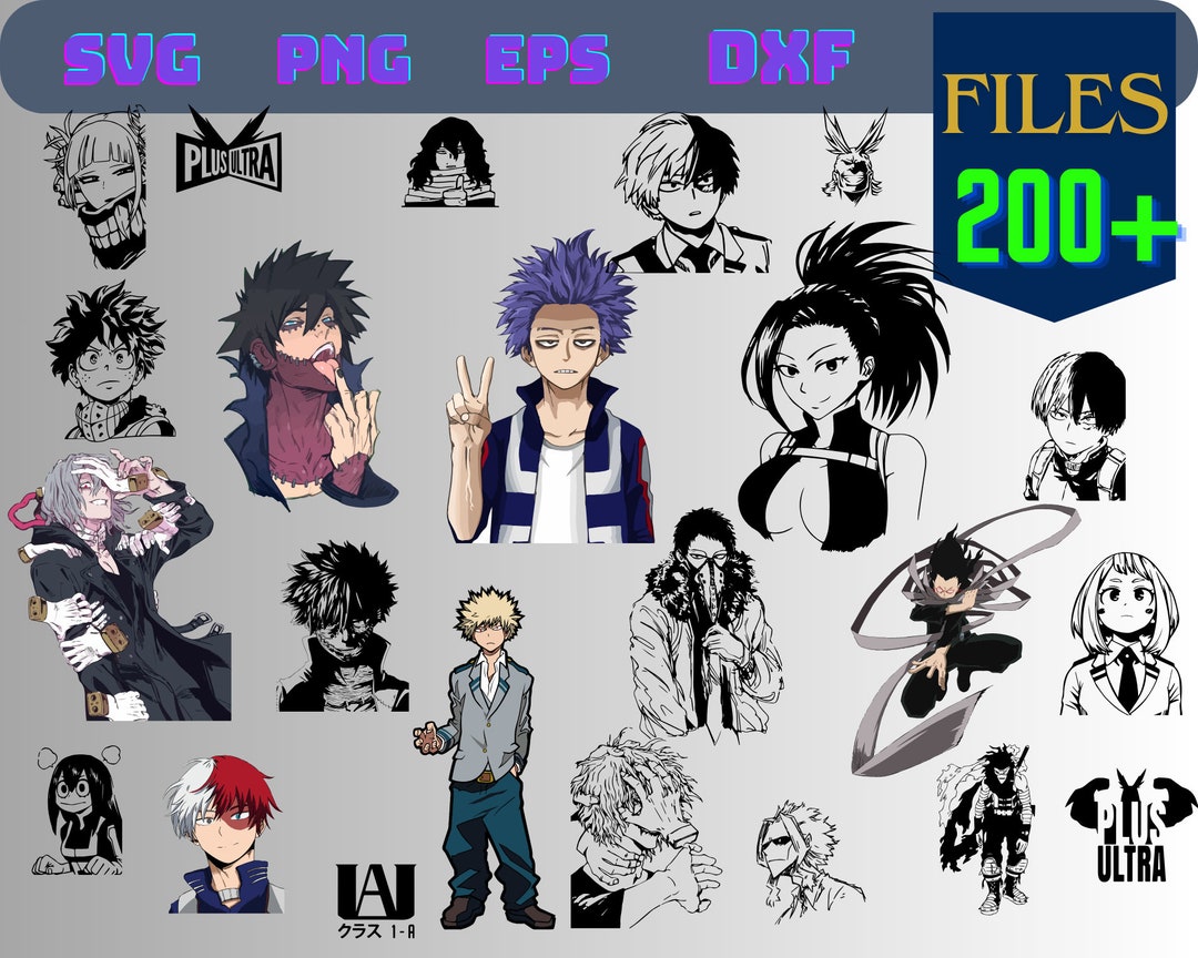 My Hero Academia Aufkleber SVG PNG Bundle, Superheld Silhouette ...