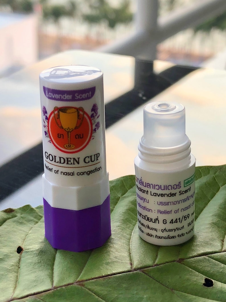 Thai Herbal Inhaler Golden Cup Lavender Inhaler 2 in 1 Inhaler Oil and ...