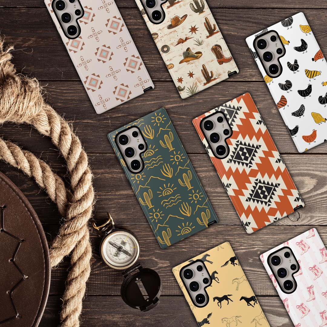 Western Phone Case Samsung Galaxy & Google Pixel:glossy S26,25,24,23,22 ...