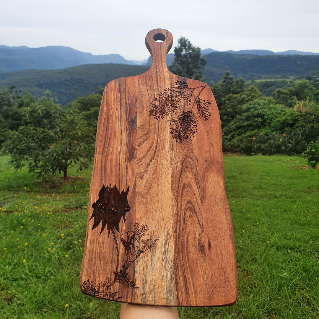 Sturt's Desert Pea & Grevillea Custom Engraved Australian Native Flower ...