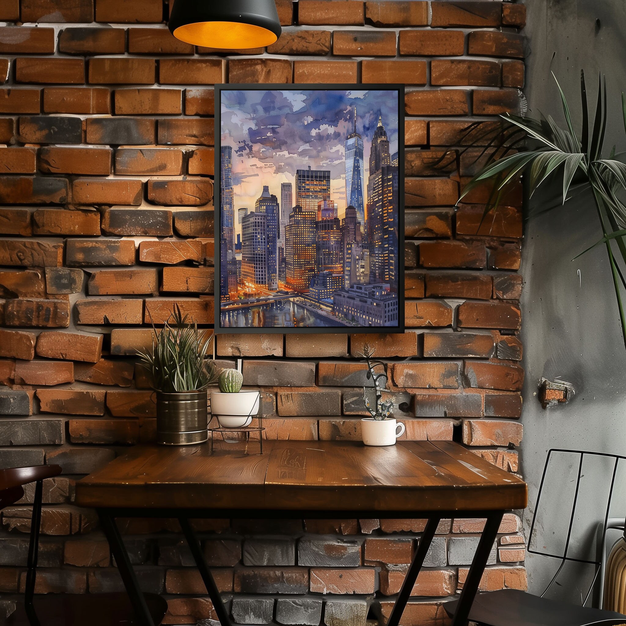 New York City Painting, NYC Skyline Wall Art, Skyscrapers Watercolor ...