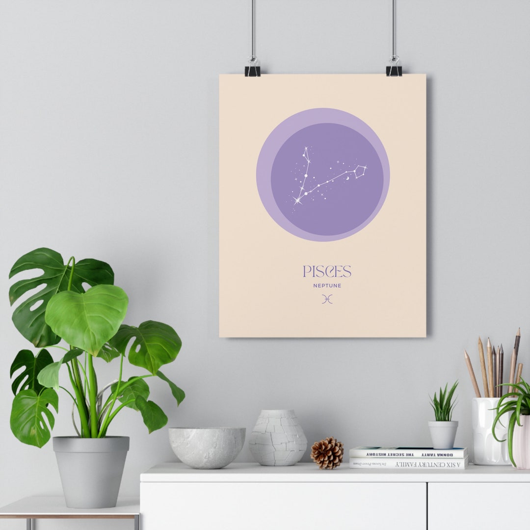 Premium Astrology Poster Zodiac Sign Pisces Purple - Etsy