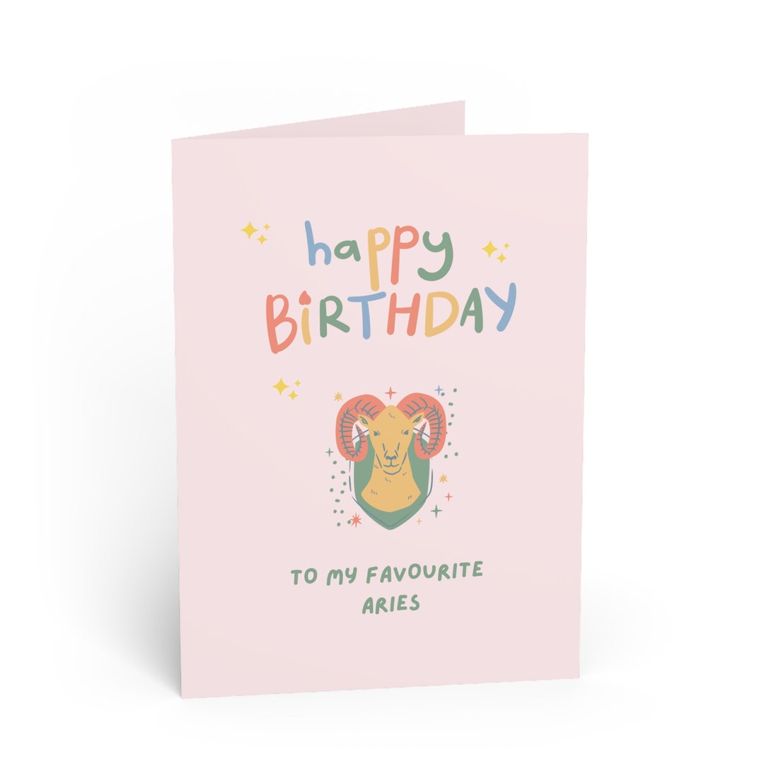 Celestial Birthday Wishes: Happy Birthday Card Zodiac Star Sign Aries ...