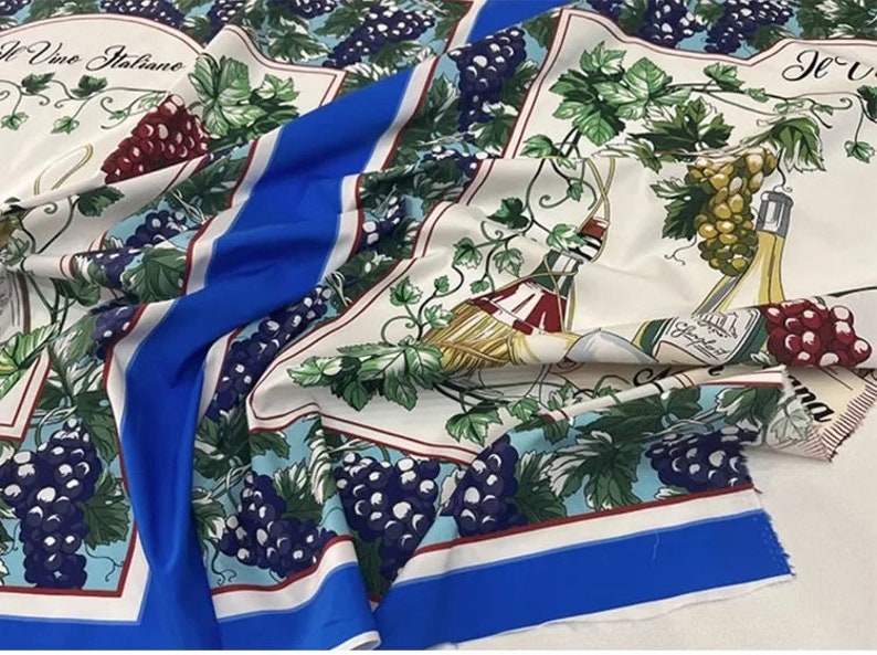 Italian Designer 100% Cotton Poplin Food & Grapes Print Fabric per ...