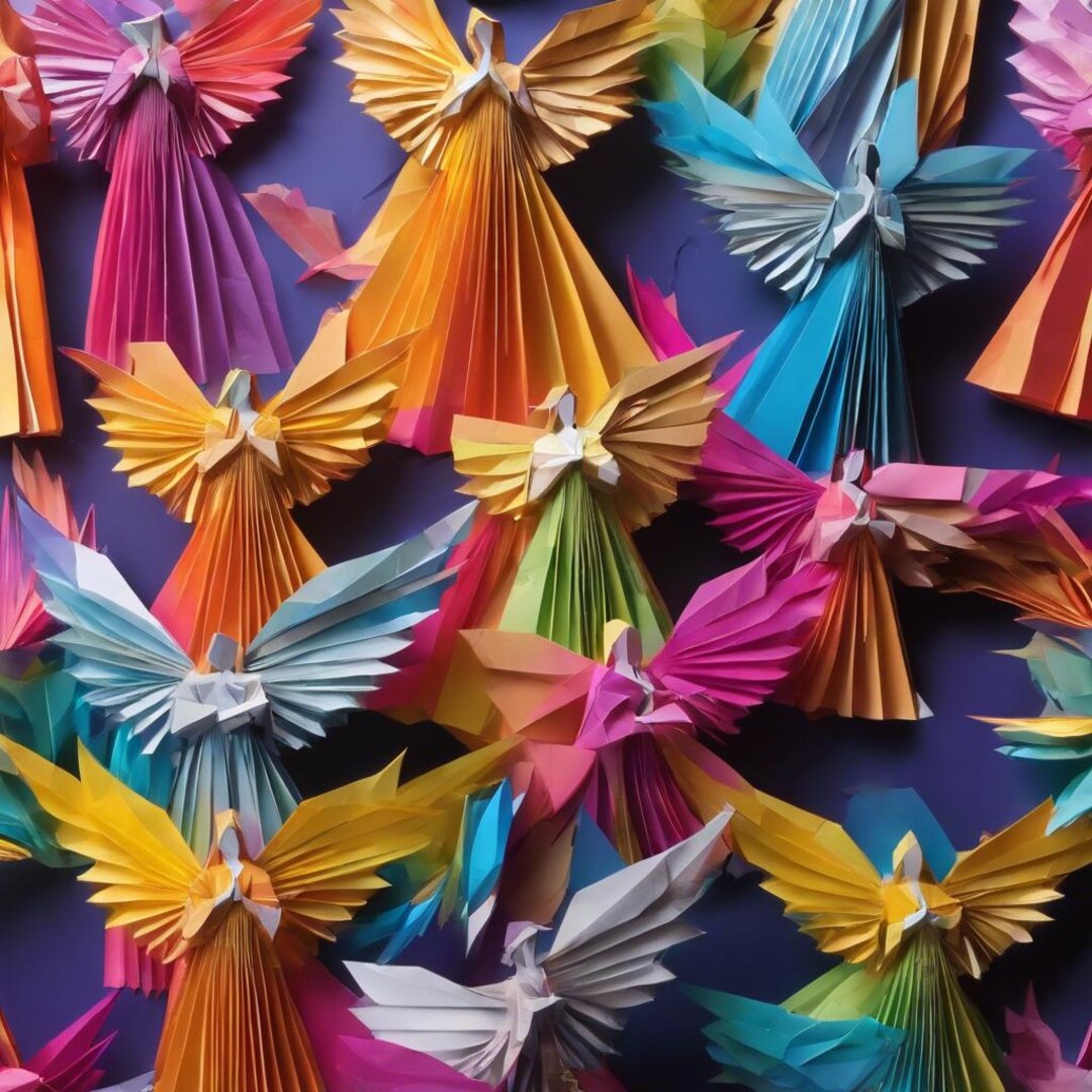 Colorful Origami Angels Digital Download, Vibrant Paper Crafts ...