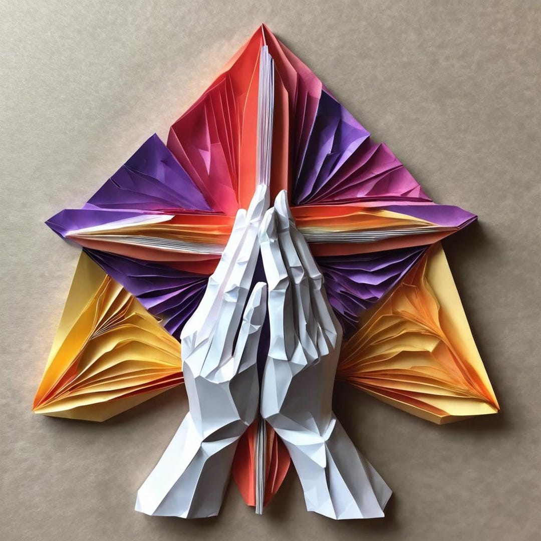 Origami Art Print Praying Hands Wall Decor Digital Download Colorful ...