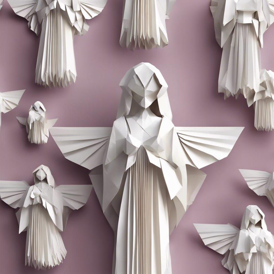 Origami Angel Digital Art, Folded Paper Angel Design Print, Digital ...