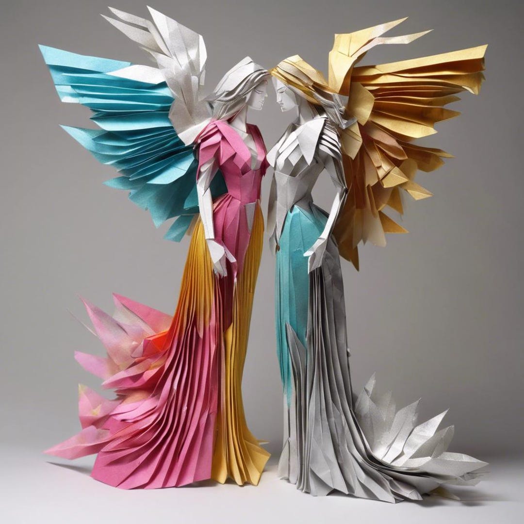 Angel Origami Art Digital Download, Colorful Origami Angels Print ...