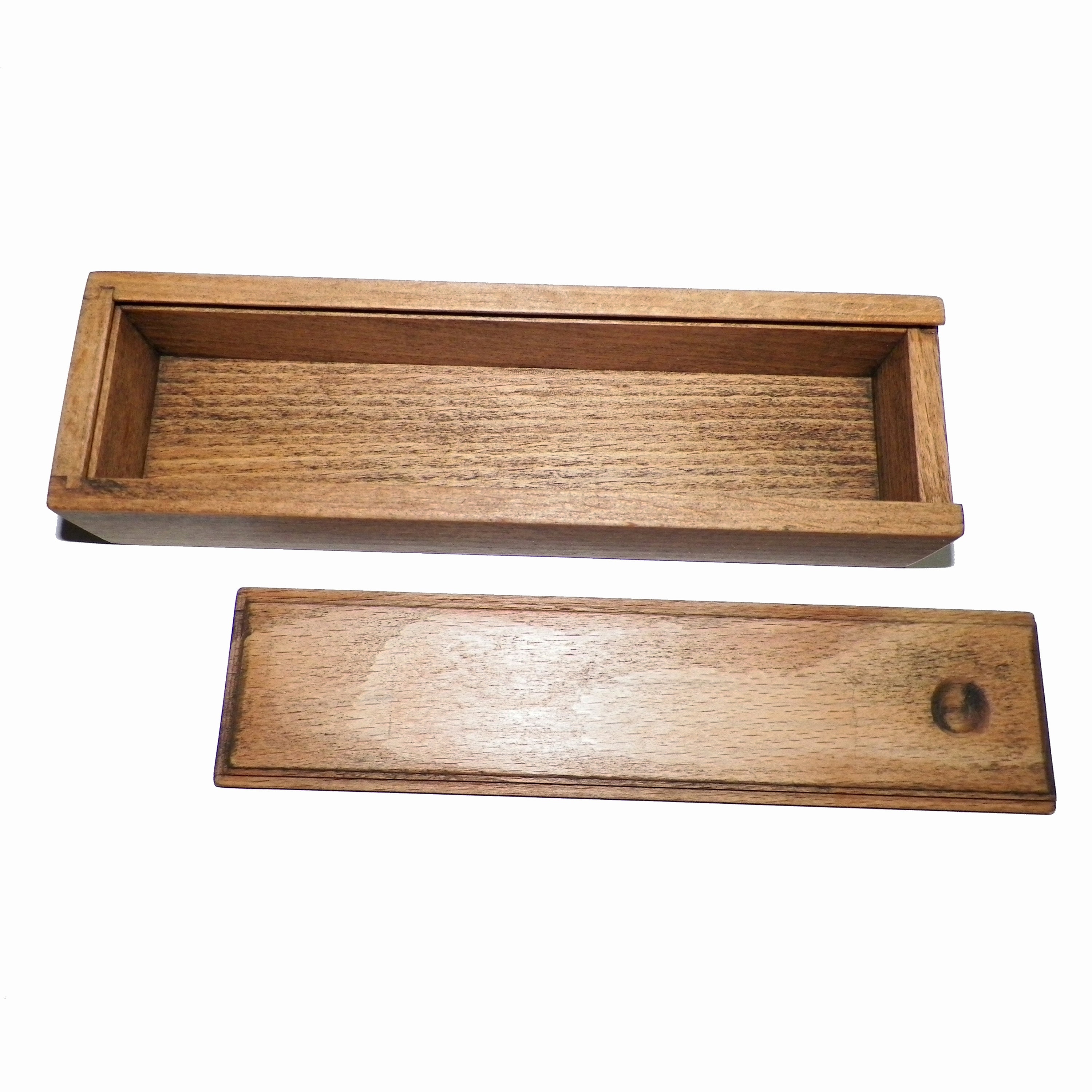 Wooden Pencil Box With a Sliding Lid / Antique Brown Beech Wood ...