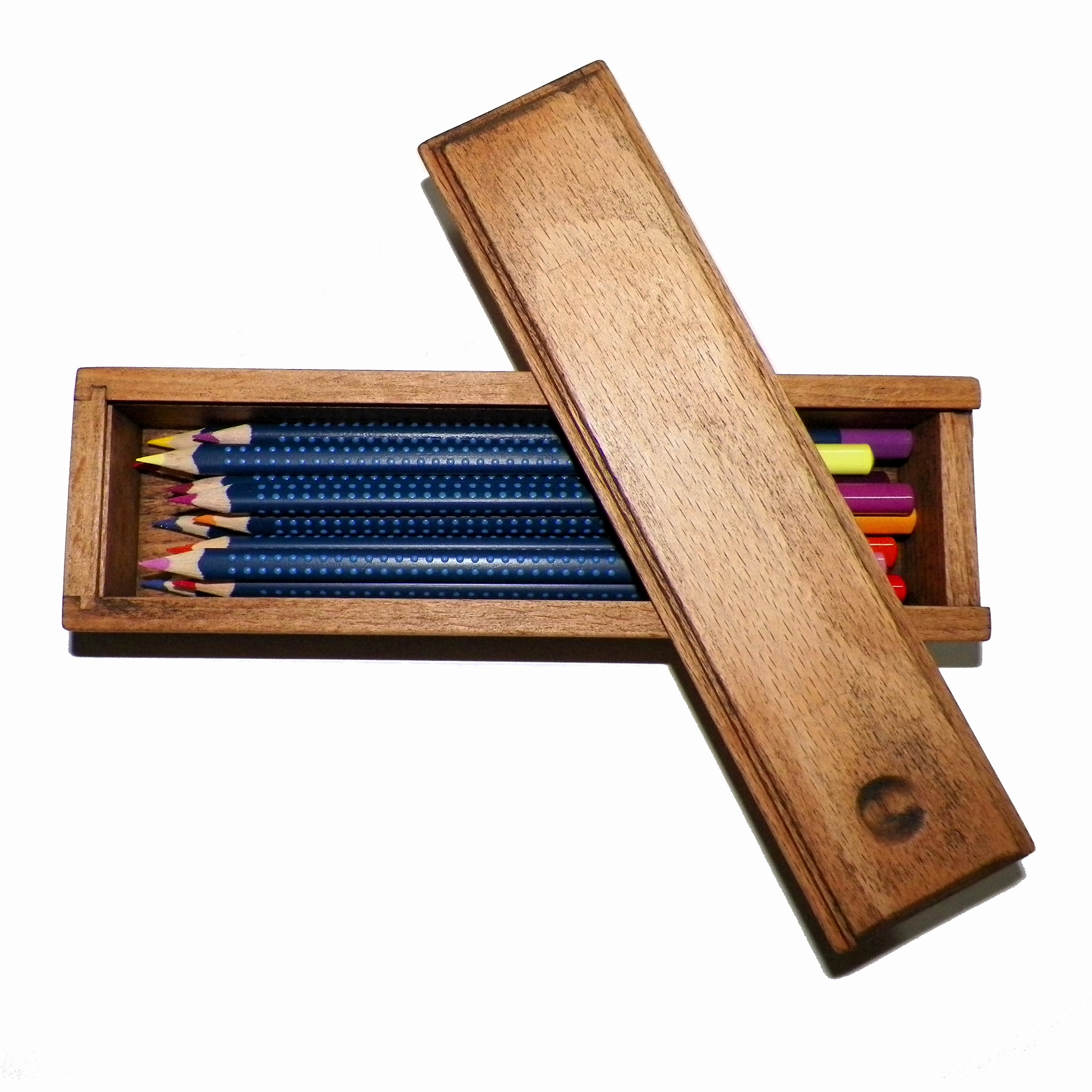 Wooden Pencil Box With a Sliding Lid / Antique Brown Beech Wood ...