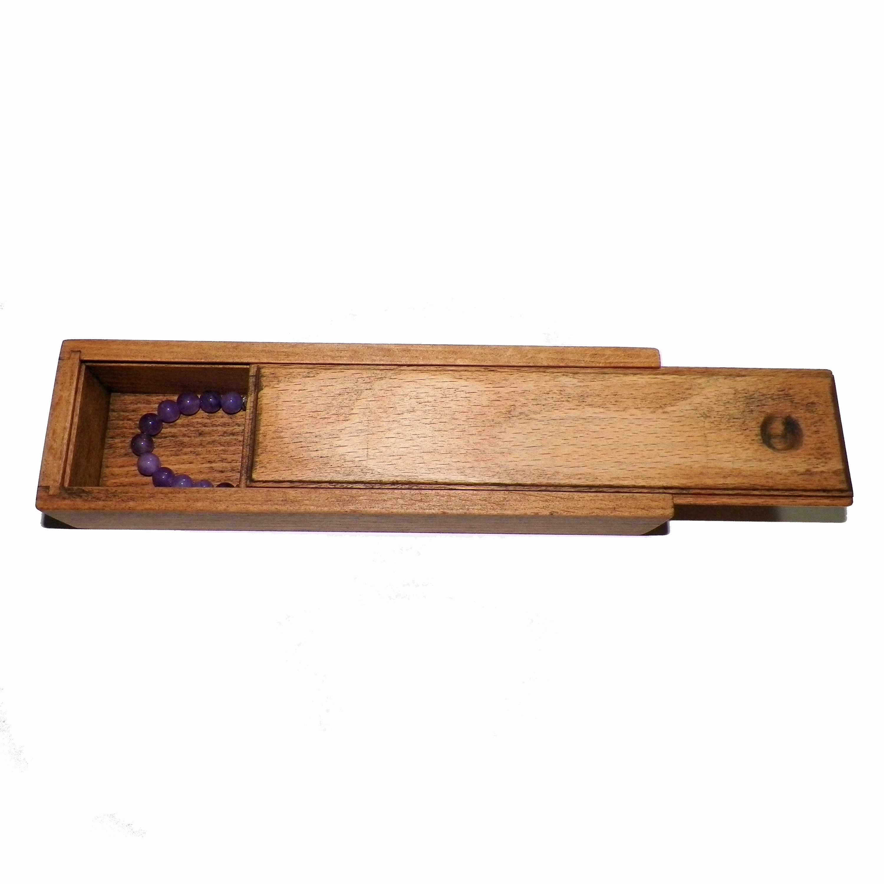Wooden Pencil Box With a Sliding Lid / Antique Brown Beech Wood ...