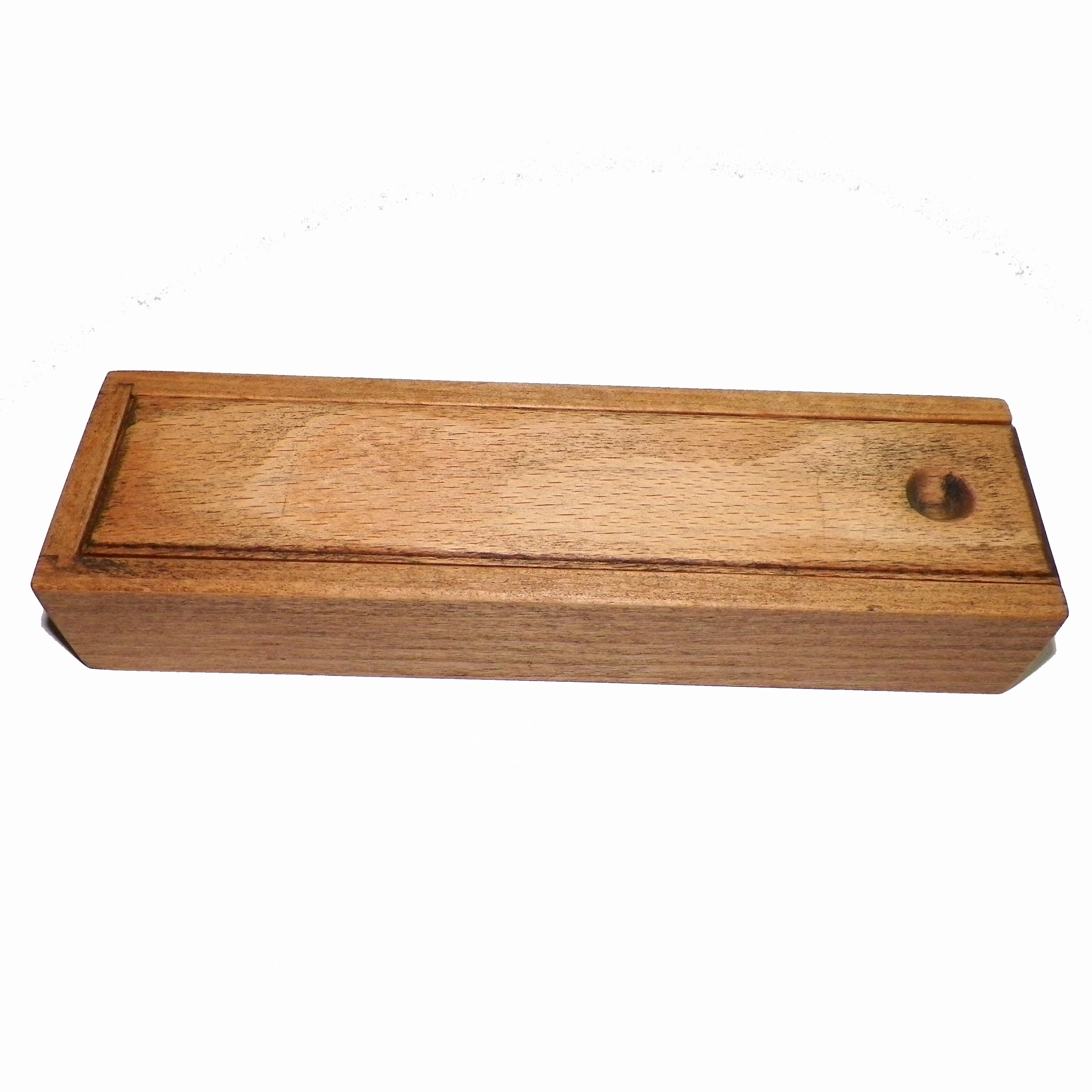 Wooden Pencil Box With a Sliding Lid / Antique Brown Beech Wood ...