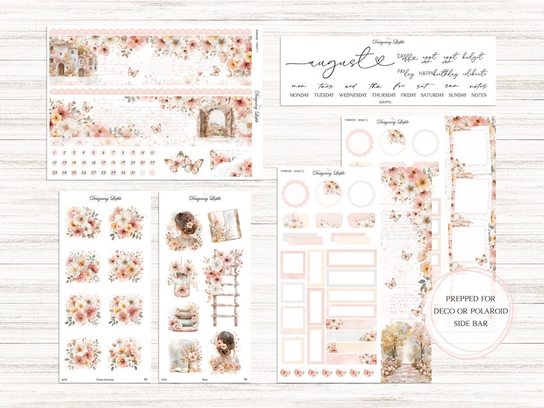 August Monthly Printable Planner Stickers - Vertical Sticker Kit - 7X9 ...
