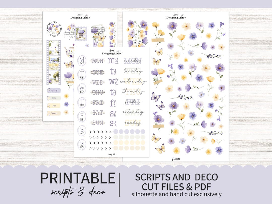 Printable Matching Floral, Scripts & Deco - Etsy