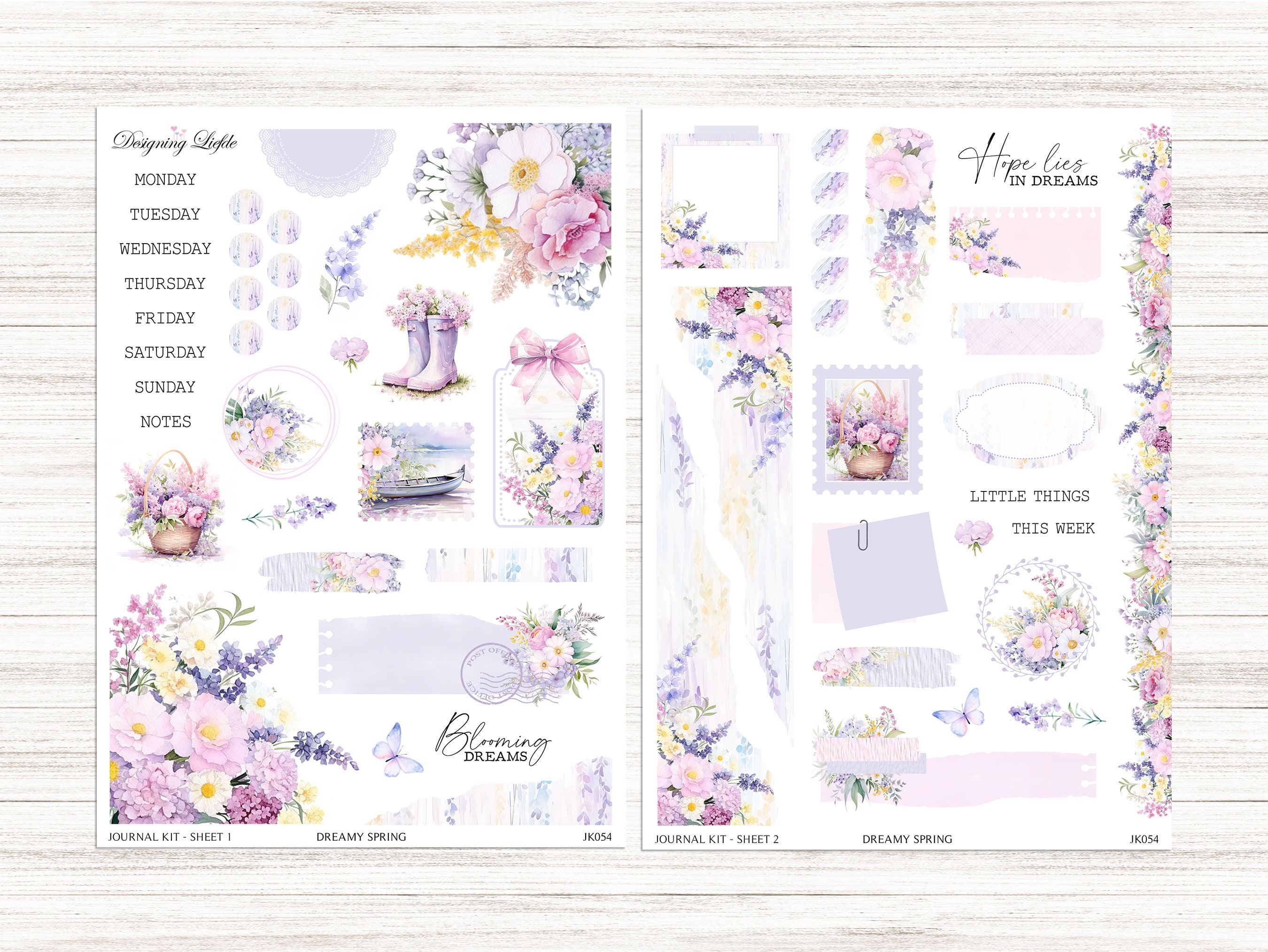 Printable Journal Sticker Kit Dreamy Spring Any Planner - Etsy