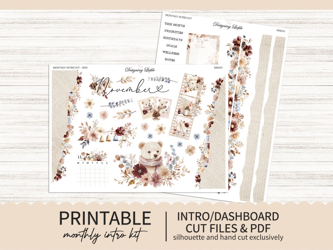 Printable November Monthly Intro Kit / Dashboard Monthly Planner ...