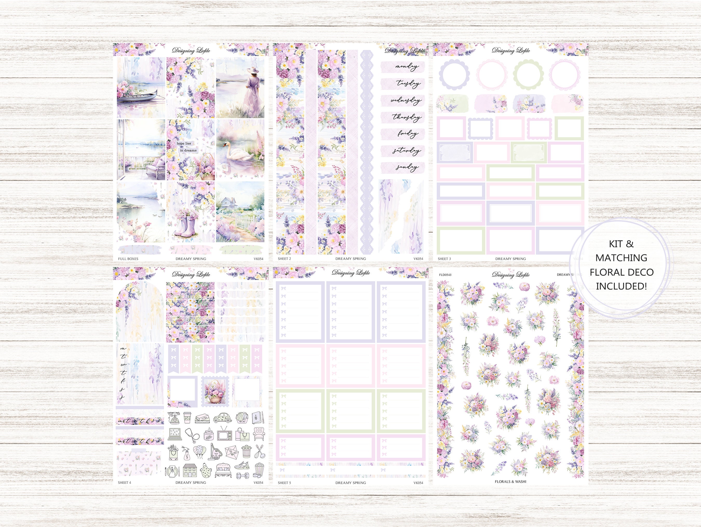 Dreamy Spring Printable Weekly Planner Sticker Kit for 7X9 / A5W ...