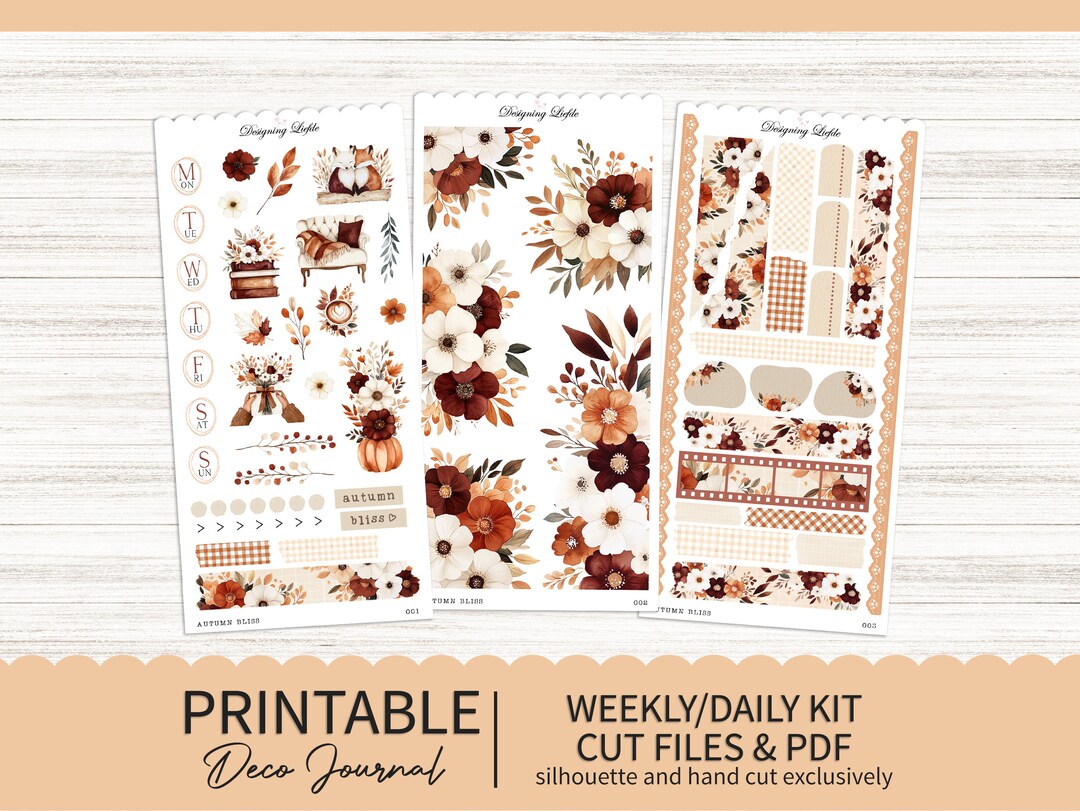 Printable Weekly / Daily Decorative Journaling Planner Sticker Kit ...