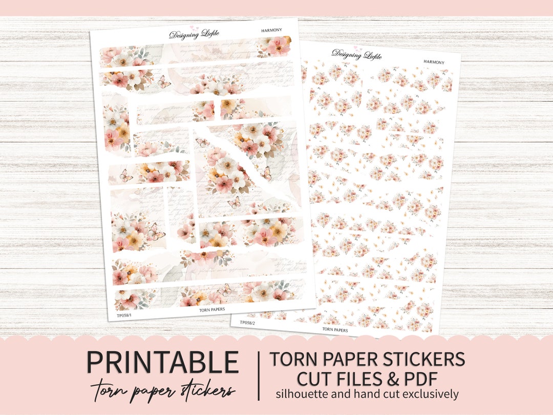 Printable Torn Paper Stickers - Harmony - Any Planner - Etsy