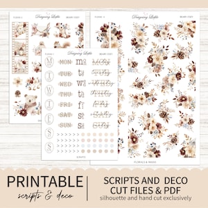 Printable Scripts and Deco - Beary Cozy - Any Planner - Etsy