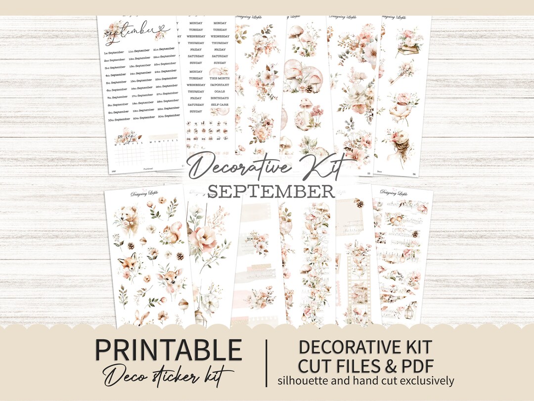 Printable September Decorative Monthly Planner Sticker Kit - Any ...