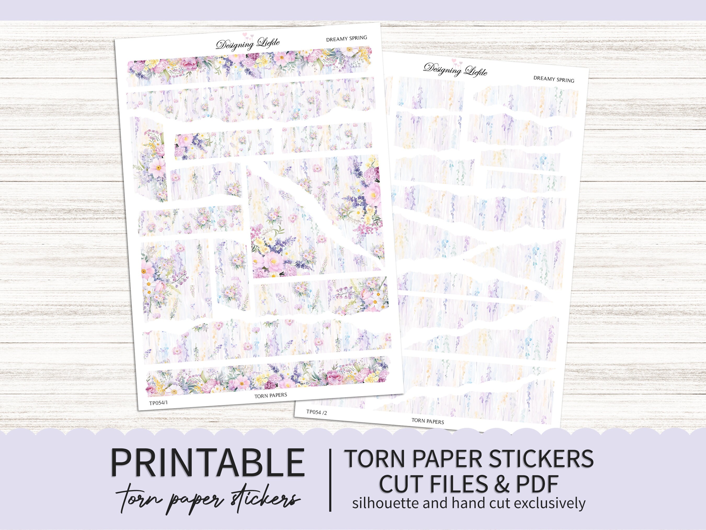 Printable Torn Paper Stickers Dreamy Spring Any Planner - Etsy