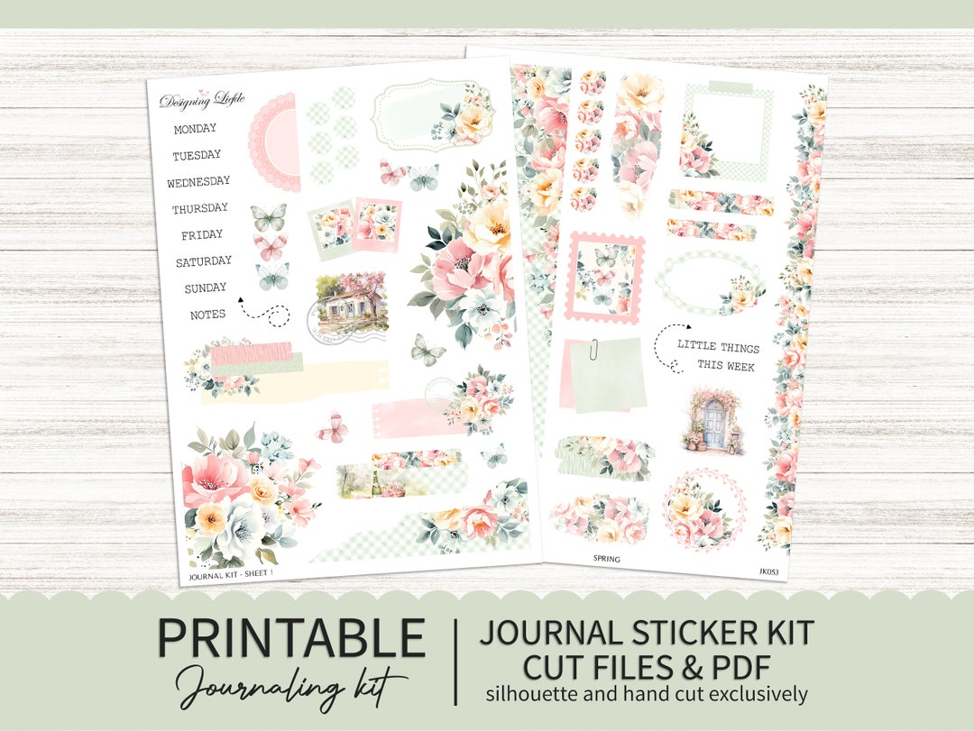Printable Journal Sticker Kit - Spring - Any Planner - Etsy