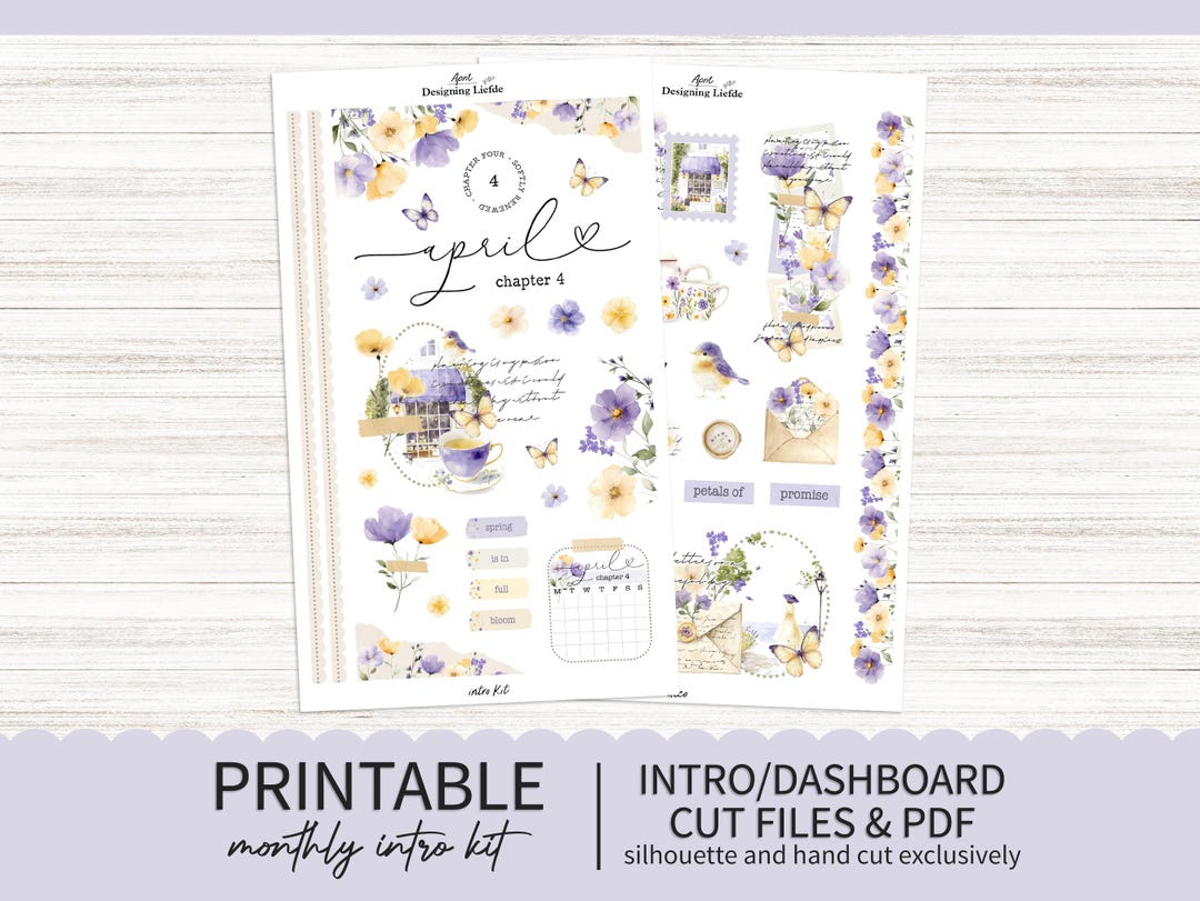 Printable April Monthly Intro Kit / Dashboard Monthly Planner Sticker ...