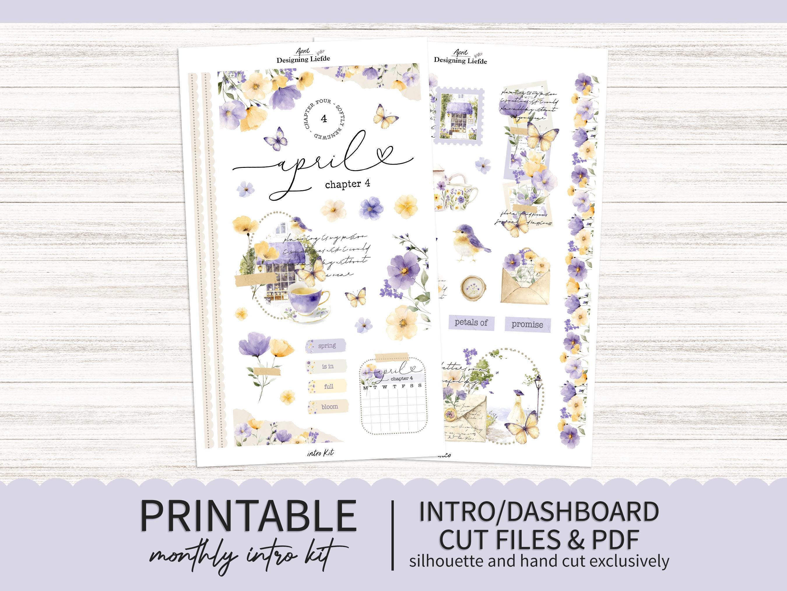 Printable April Monthly Intro Kit / Dashboard Monthly Planner Sticker ...