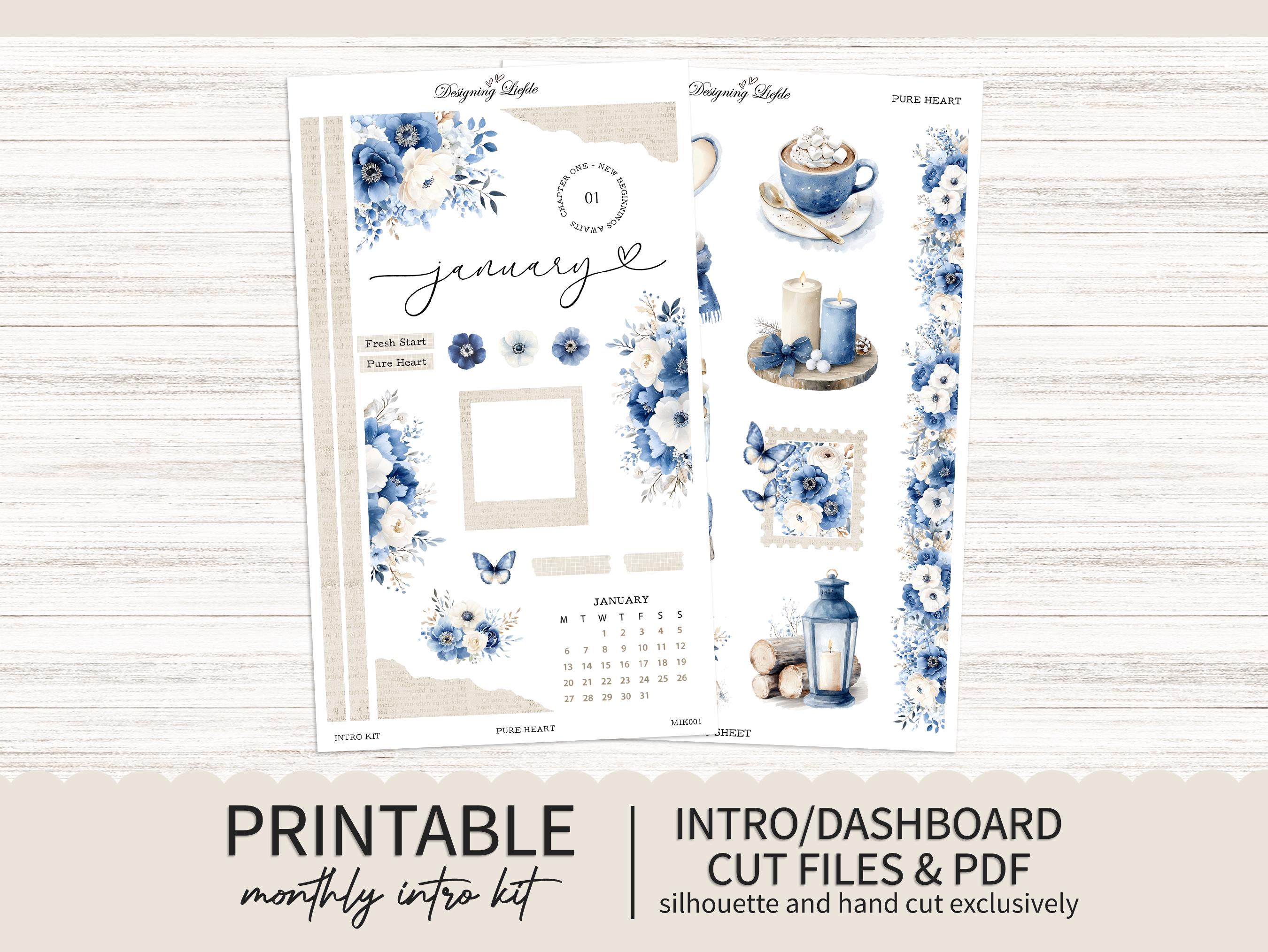 Printable January Monthly Intro Kit / Dashboard Monthly Planner Sticker ...