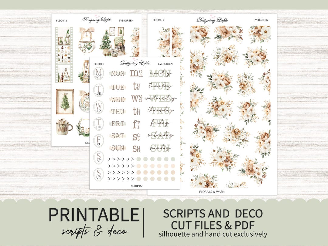 Printable Scripts and Deco - Evergreen - Etsy